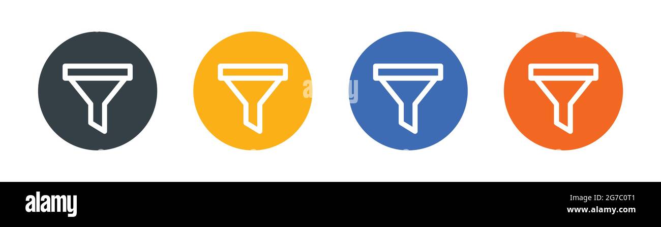 Filtering icon in different color style vector illustration. Sorting ...