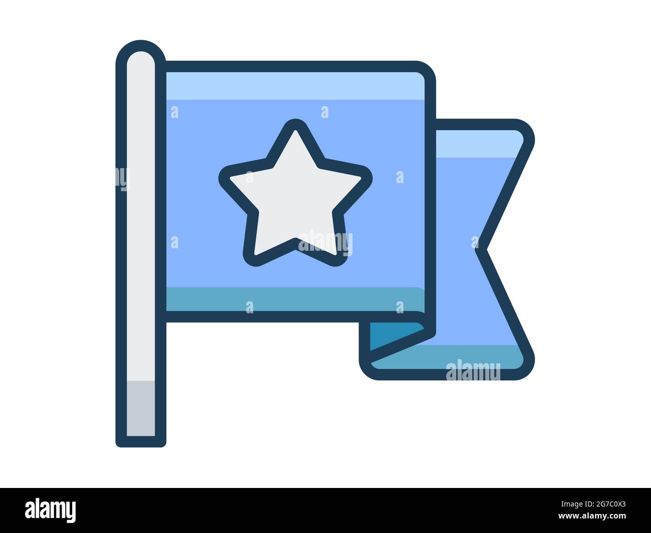 flag star single isolated icon with filled line style vector ...
