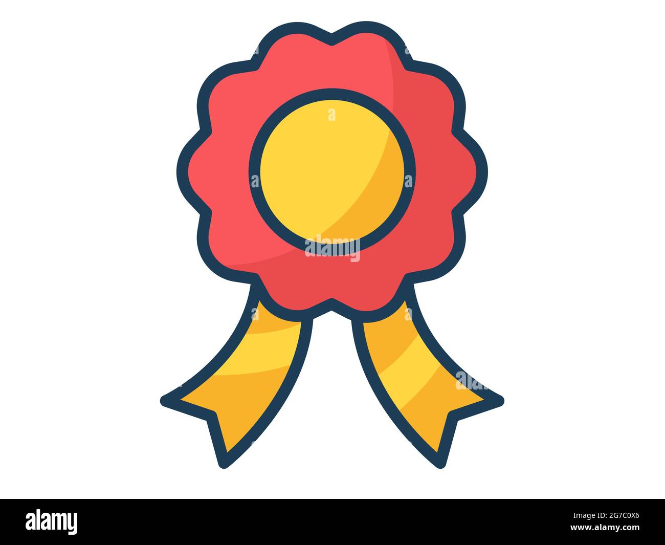 ribbon badge prize single isolated icon with filled line style vector ...