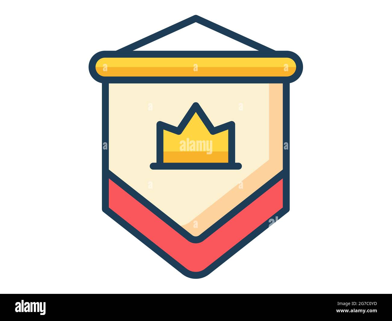 royal flag crown king single isolated icon with filled line style ...