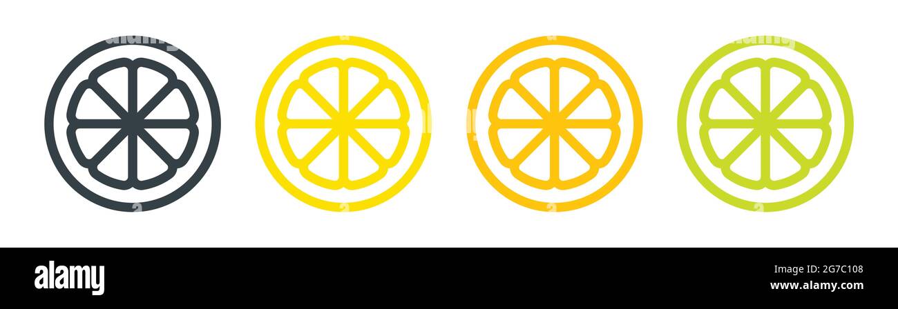Set of lemon fruit icon vector illustration. Yellow lemon and green ...