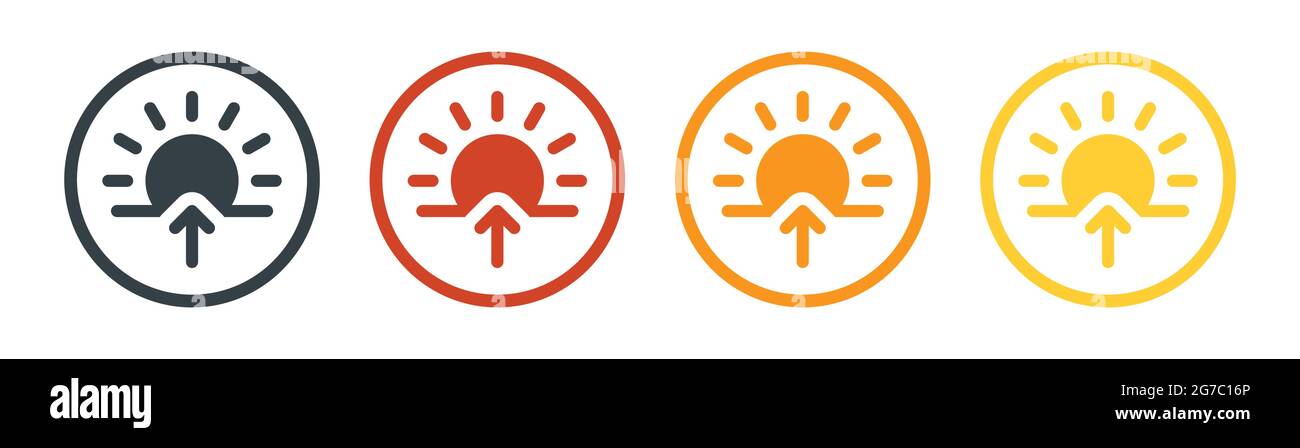 Sunrise or sun rising up icon vector illustration. Morning concept ...