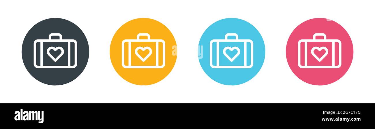 Travel bag icon set. Suitcase, luggage, baggage symbol vector ...