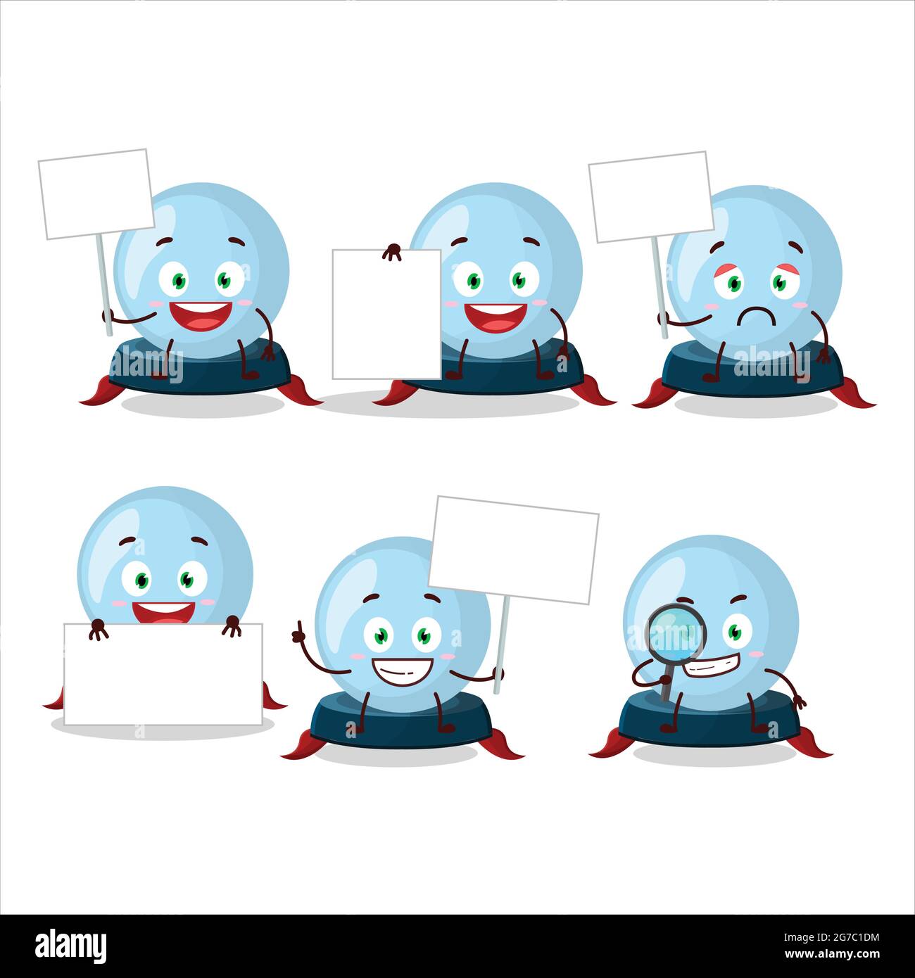 Crystal ball cartoon character bring information board. Vector ...