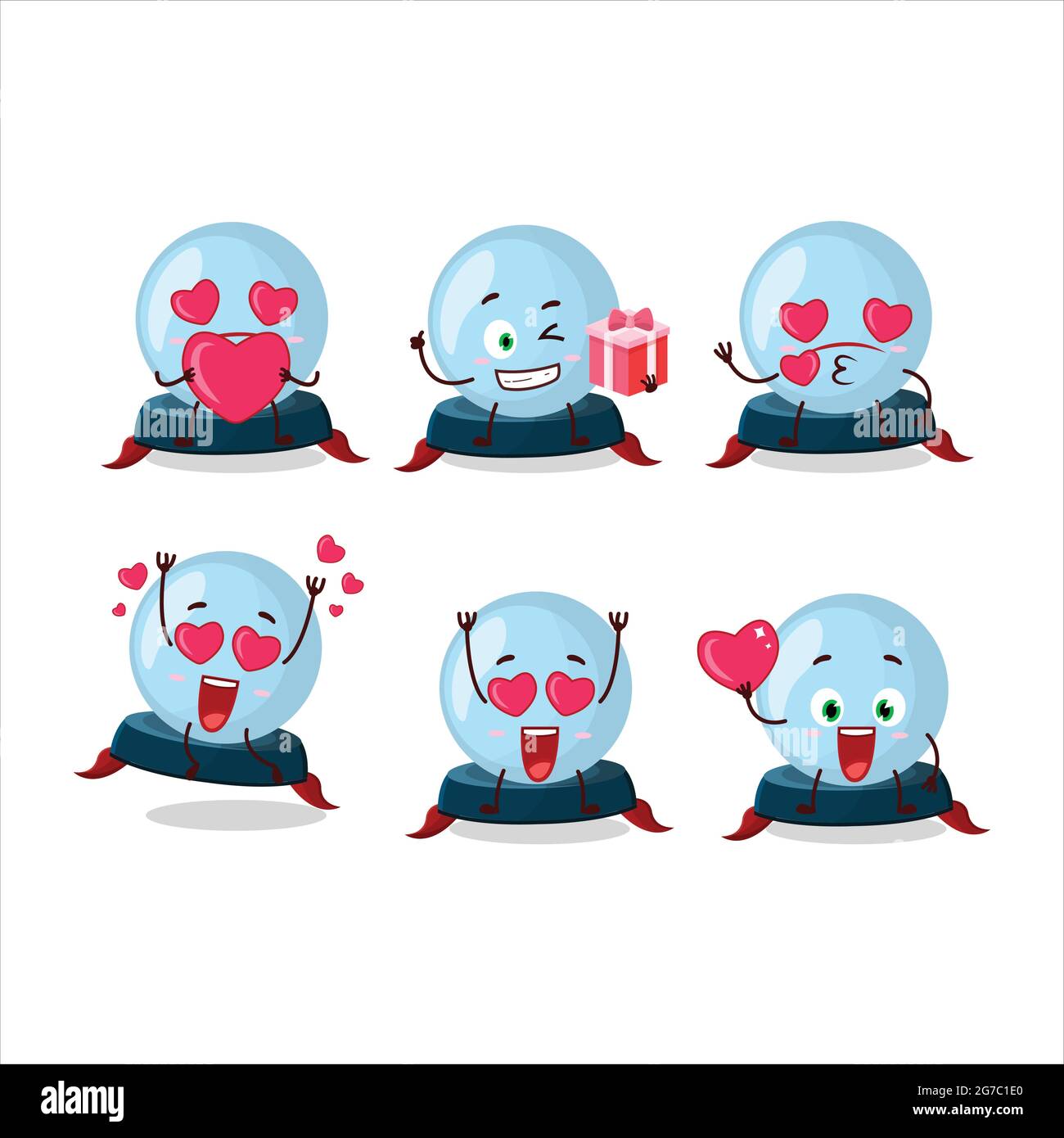 Crystal ball cartoon character with love cute emoticon. Vector ...