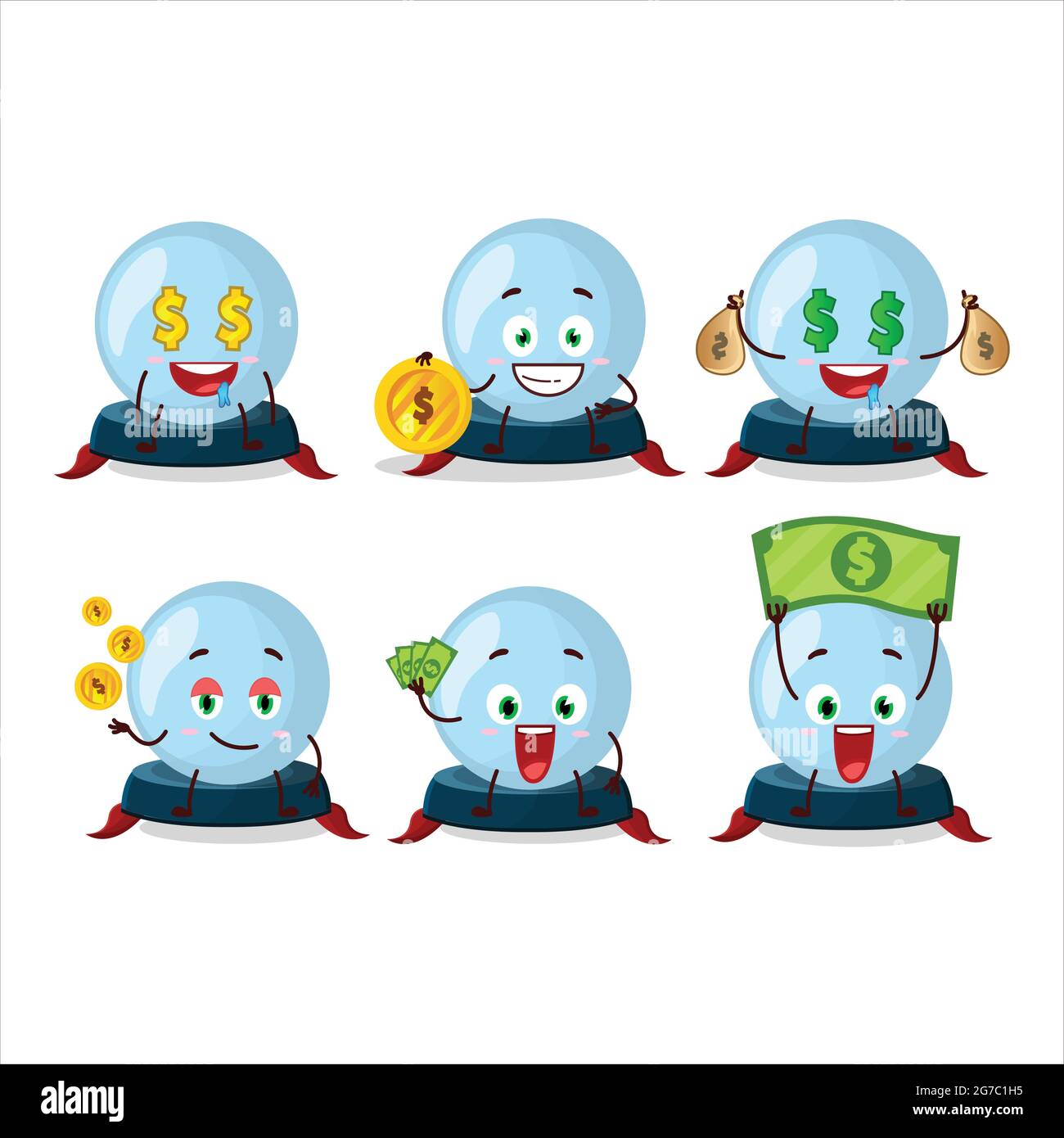 Crystal ball cartoon character with cute emoticon bring money. Vector ...