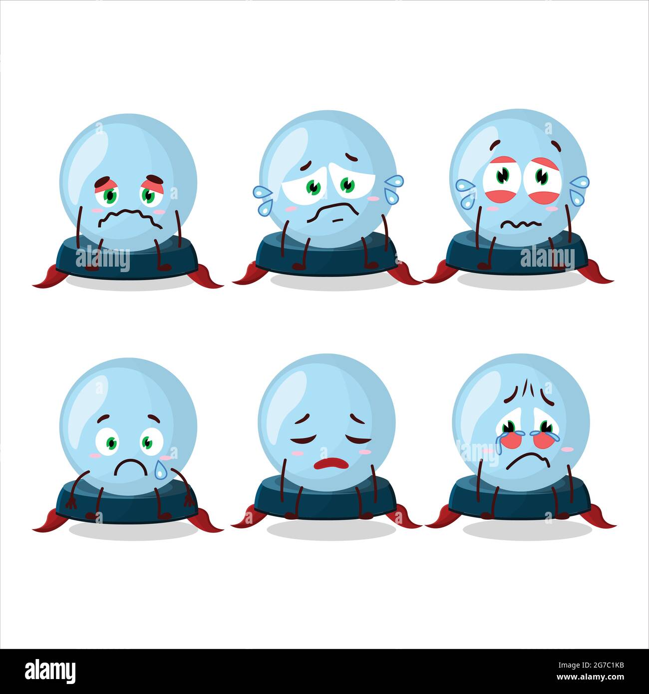 Crystal ball cartoon character with sad expression. Vector illustration ...