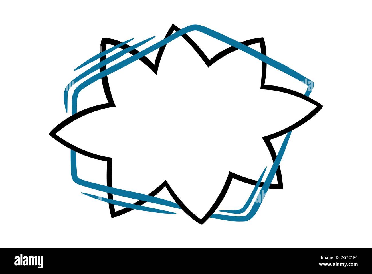 Star speech bubble with blue lines. Outline speech box isolated in ...