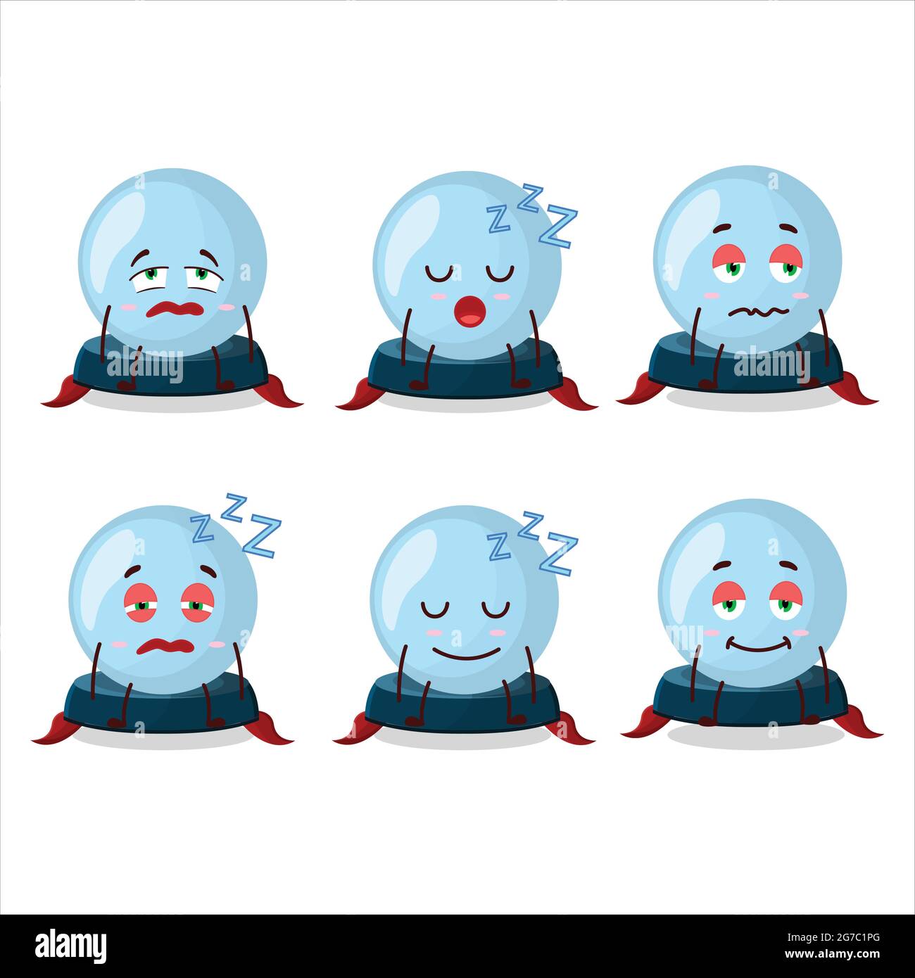 Cartoon character of crystal ball with sleepy expression. Vector ...