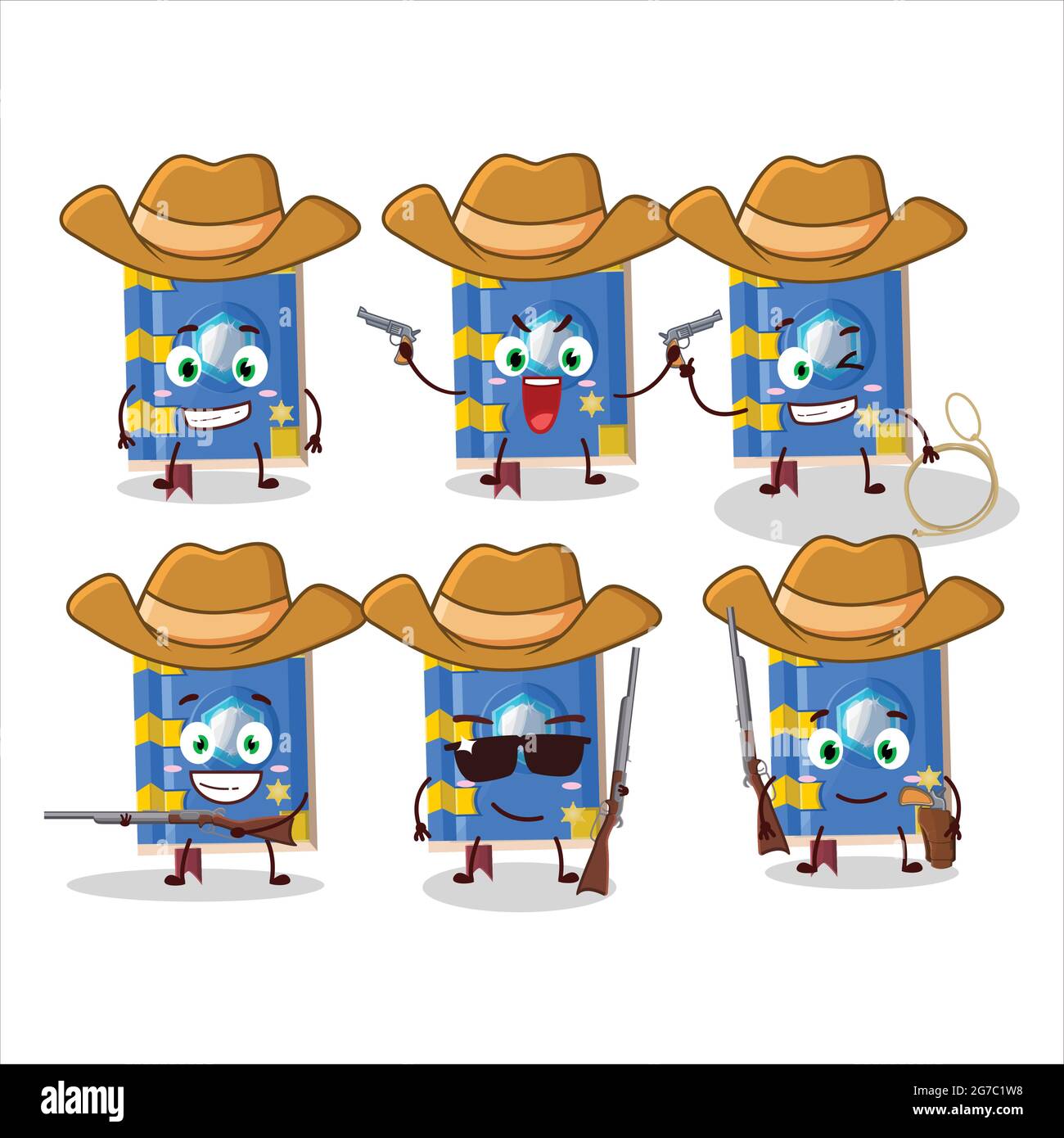 Cool cowboy ice book of magic cartoon character with a cute hat. Vector ...