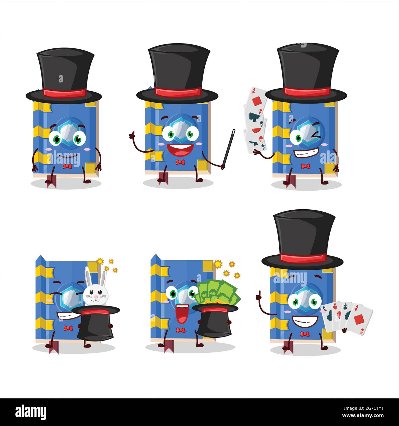 A ice book of magic Magician cartoon character perform on a stage ...