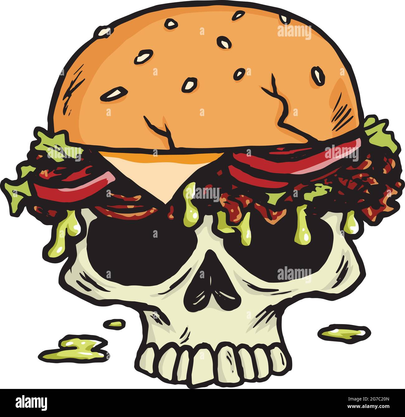 Dead Skull Burger, Hamburger Fries Vector Illustration Stock Vector ...