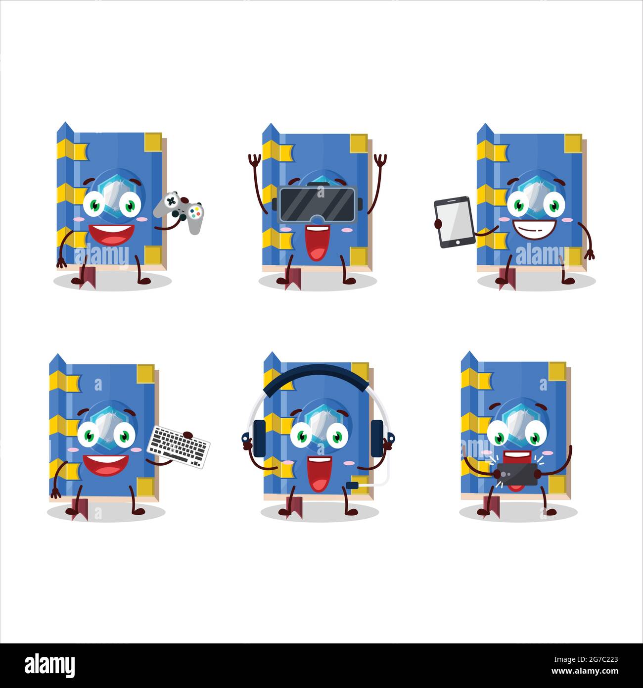Ice book of magic cartoon character are playing games with various cute ...