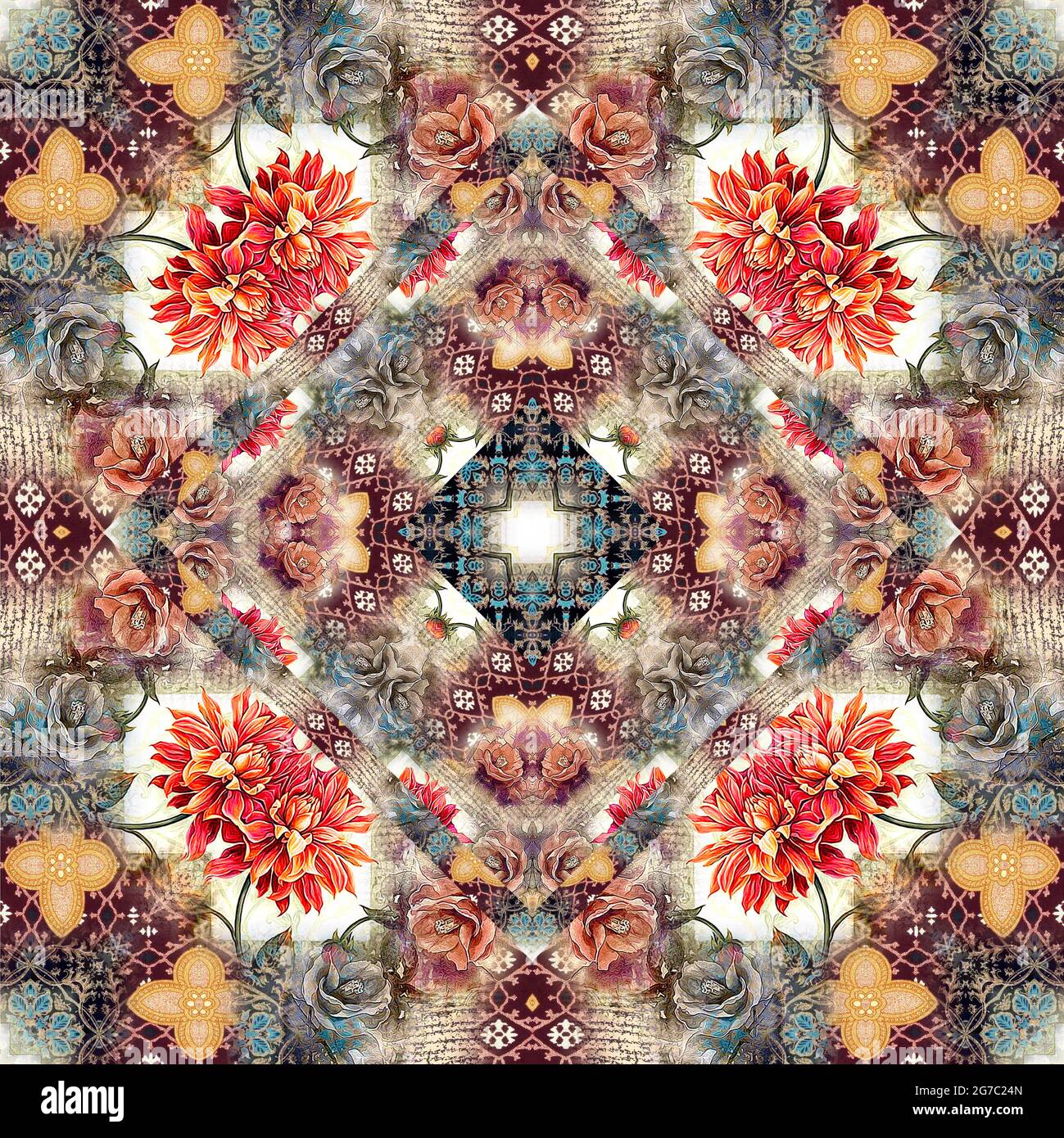 Multicolor Beautiful Illustration Design For Beach Wear Kaftan and ...