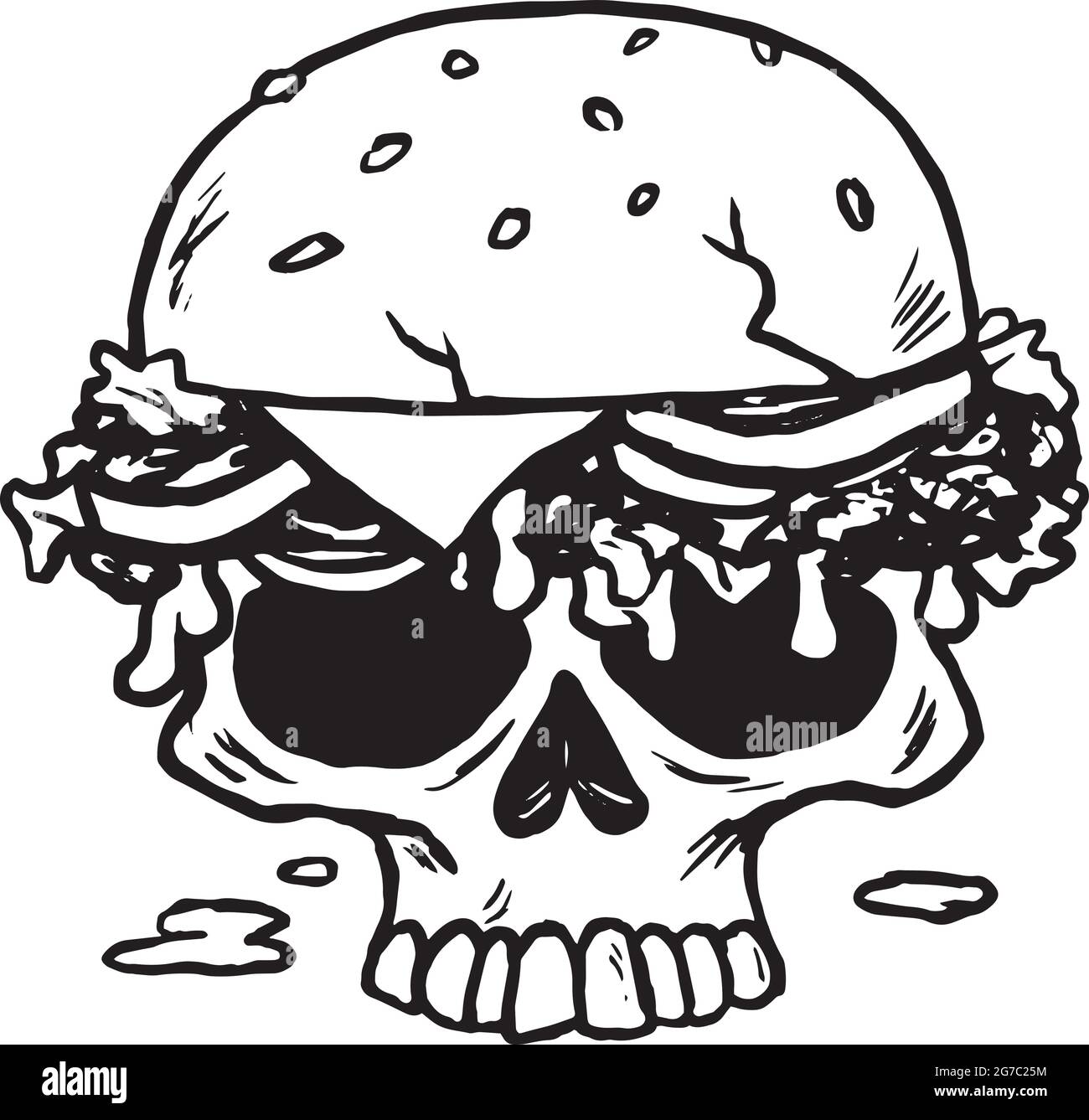 Skull Burger, Fries Vector Illustration Stock Vector Image & Art - Alamy
