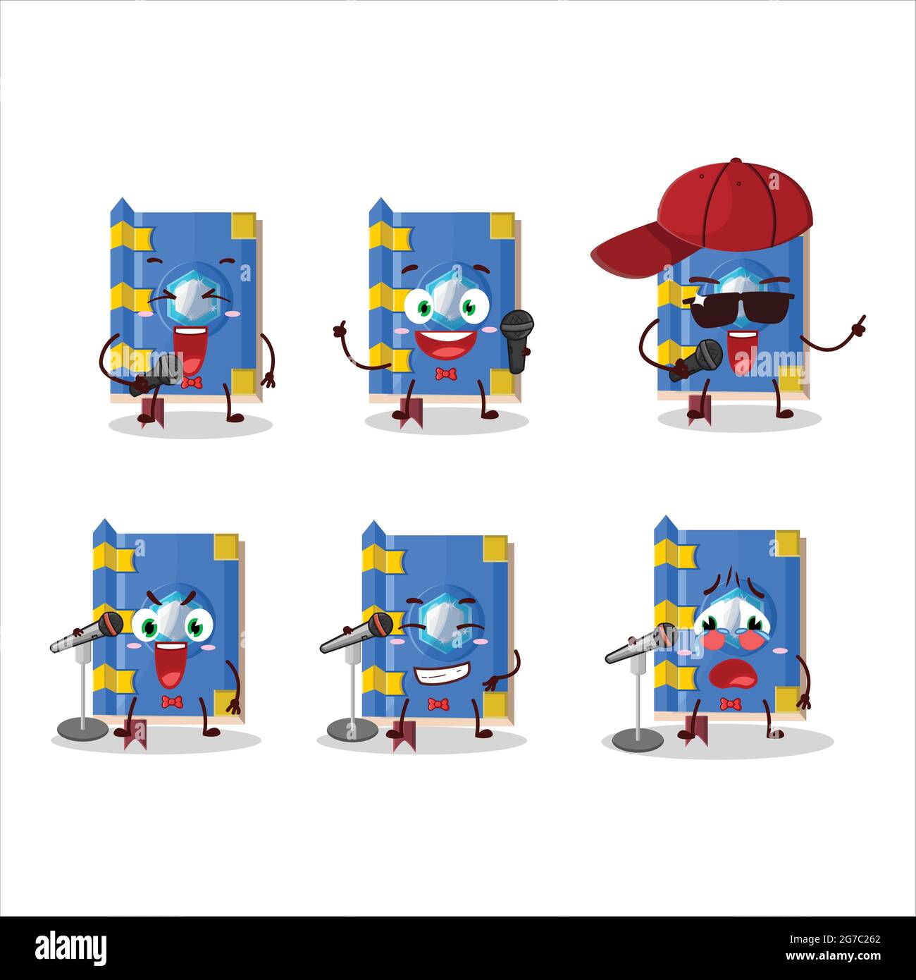 A Cute Cartoon design concept of ice book of magic singing a famous ...