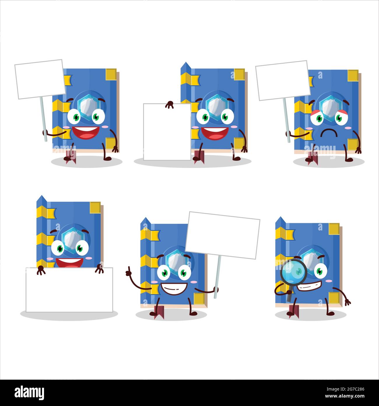 Ice book of magic cartoon character bring information board. Vector ...