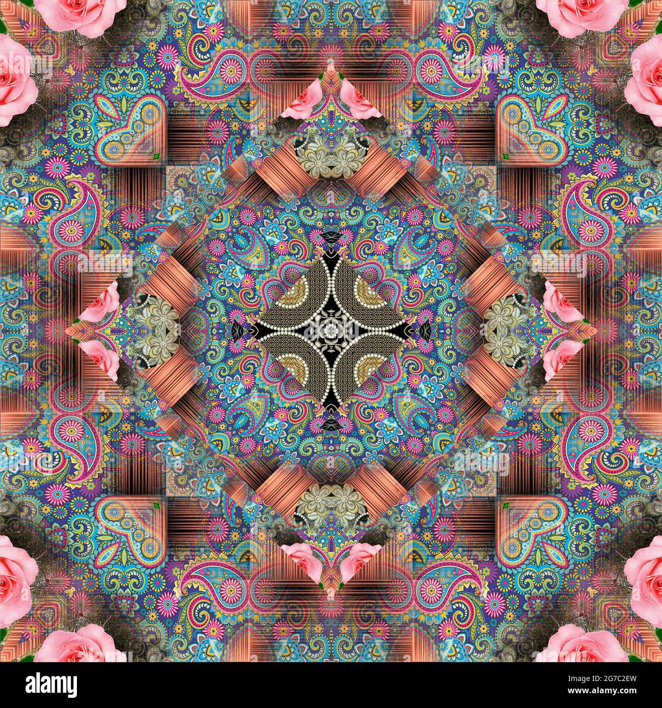 Multicolor Beautiful Illustration Design For Beach Wear Kaftan and ...