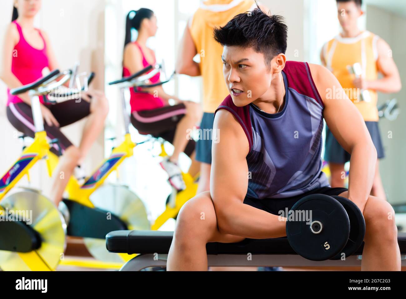 Chinese men doing exercise hi-res stock photography and images - Alamy