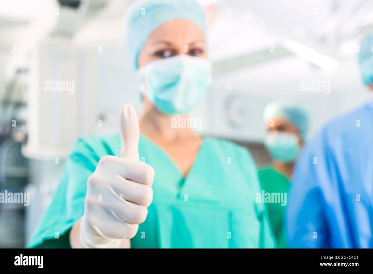 Hospital - surgery team in the operating room or Op of a clinic ...
