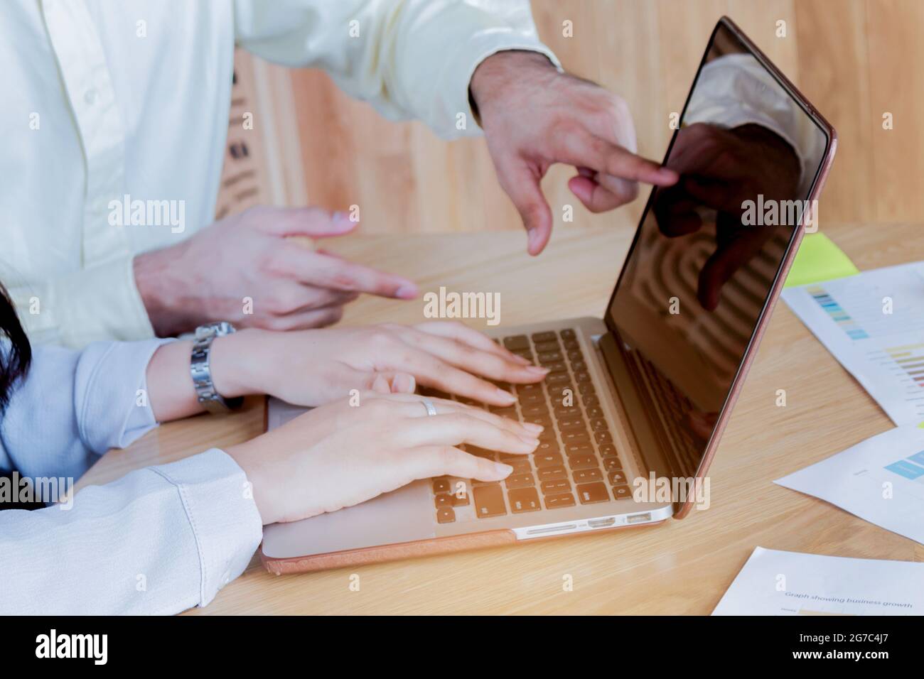 Close up hands working on laptop Professional work Stock Photo - Alamy