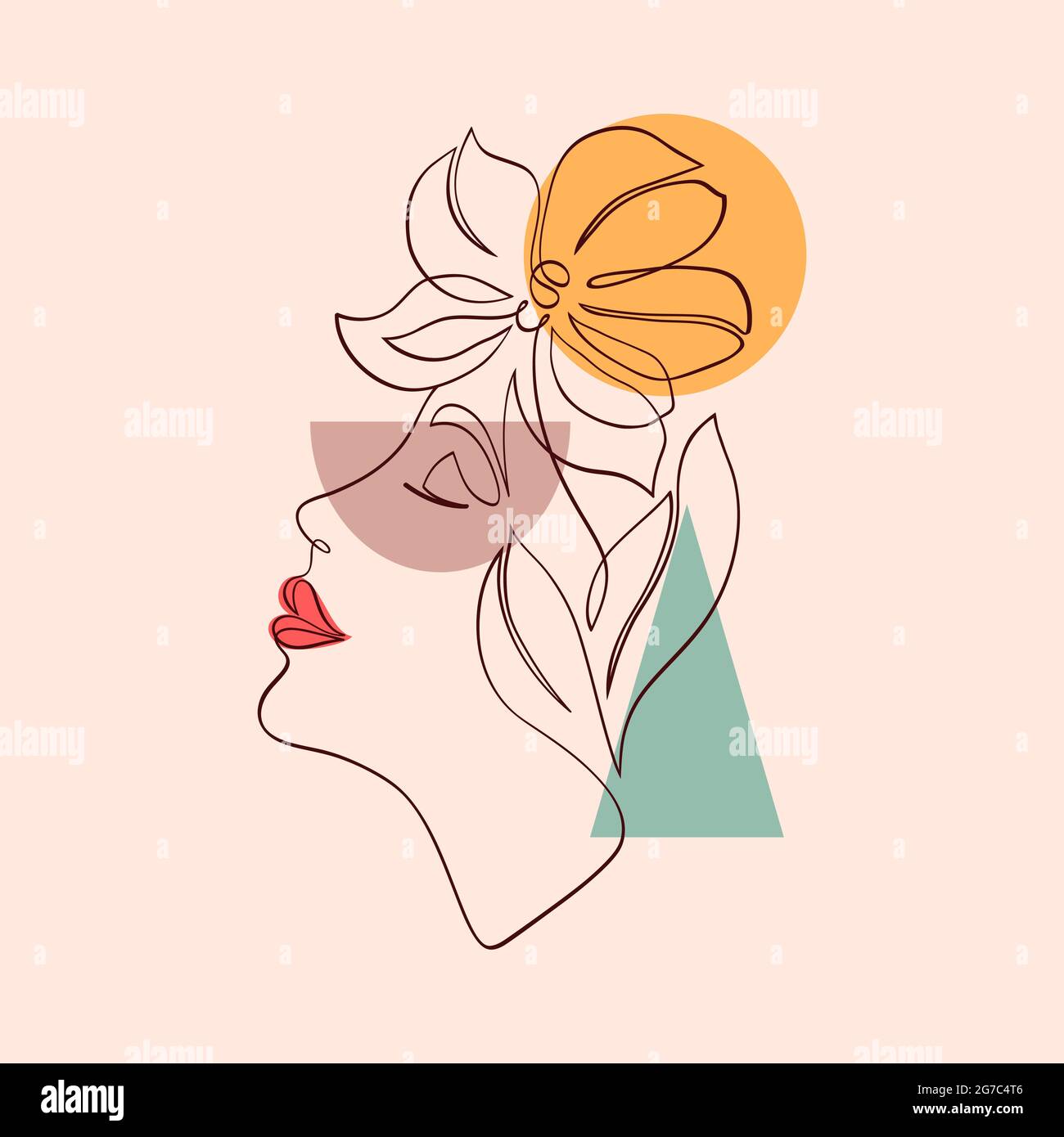 Poster With Minimal Woman Face Stock Vector Image And Art Alamy