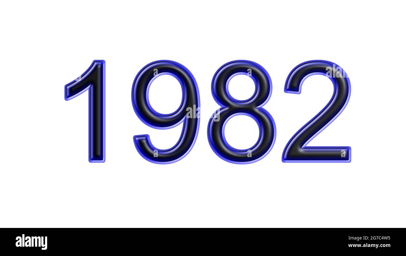 blue 1982 number 3d effect white background Stock Photo - Alamy