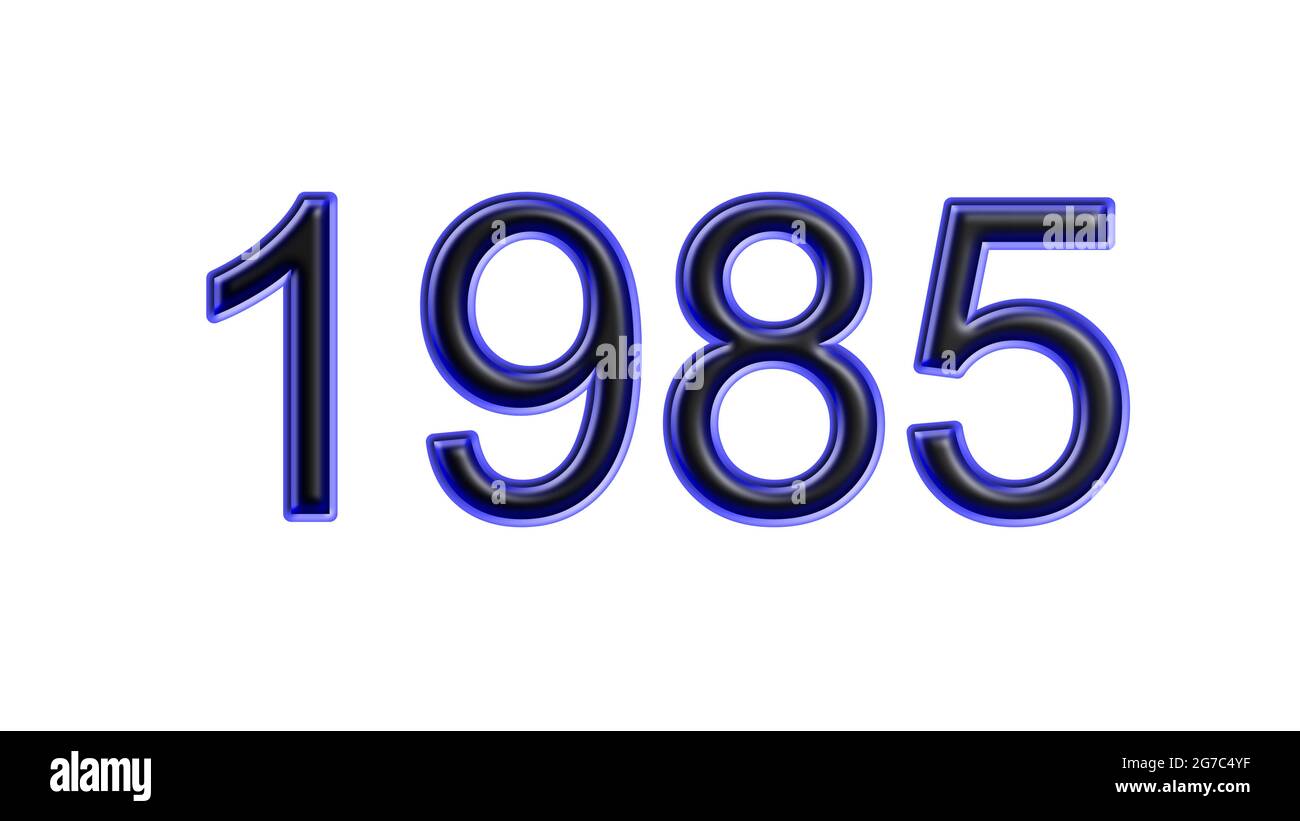 blue 1985 number 3d effect white background Stock Photo - Alamy