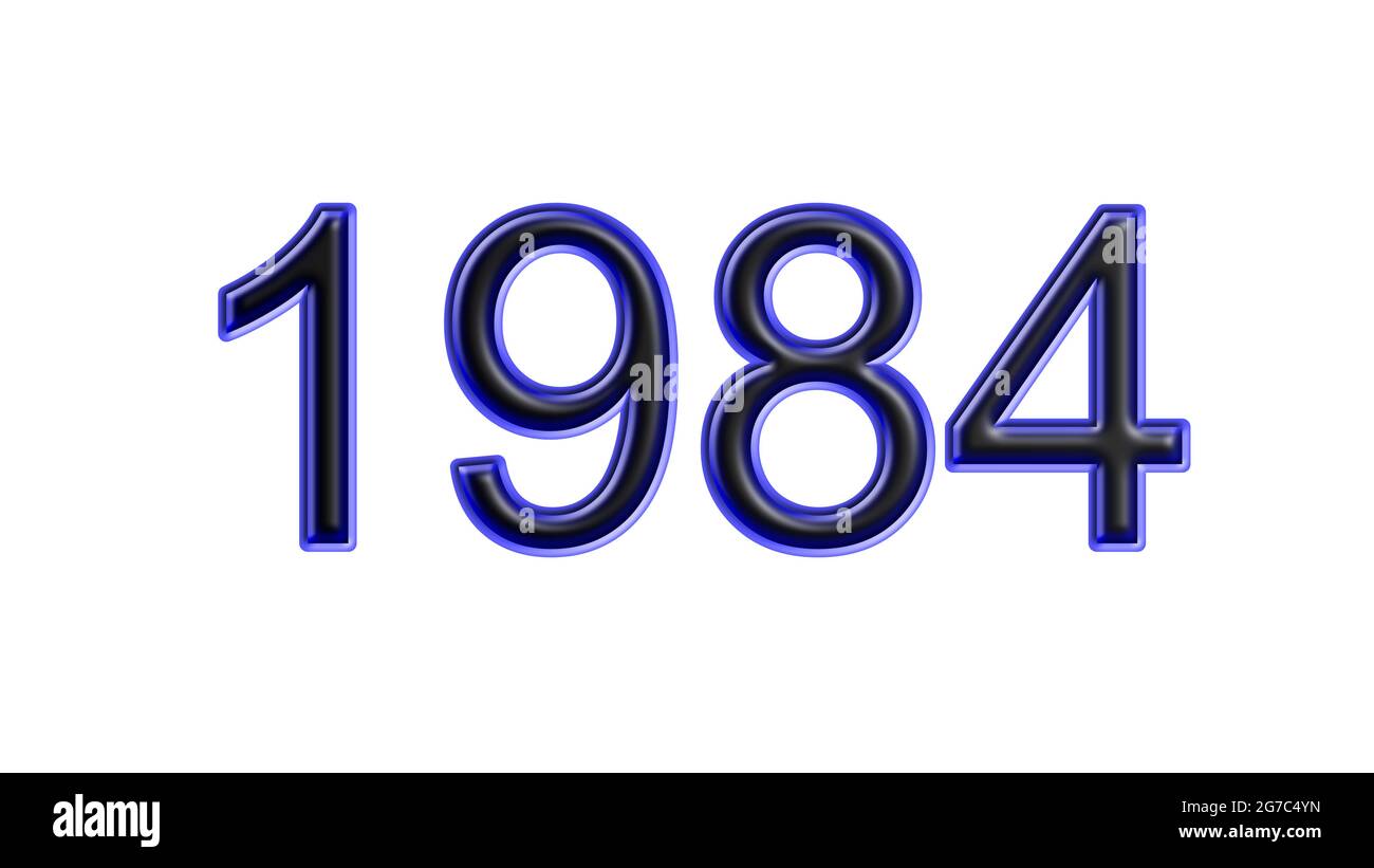 blue 1984 number 3d effect white background Stock Photo - Alamy