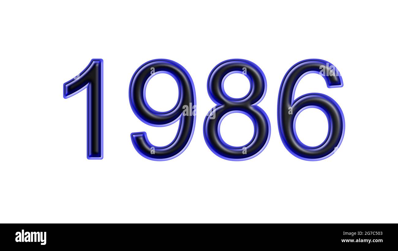 blue 1986 number 3d effect white background Stock Photo - Alamy