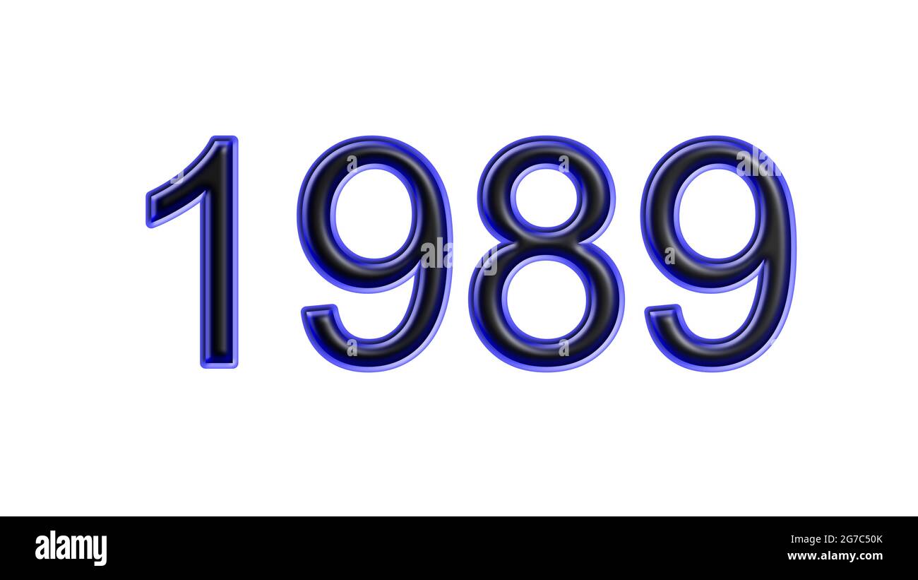 blue 1989 number 3d effect white background Stock Photo - Alamy
