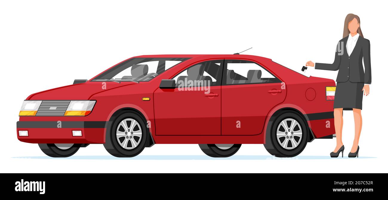 Passenger Car and Businesswoman Holding Key Stock Vector Image & Art ...