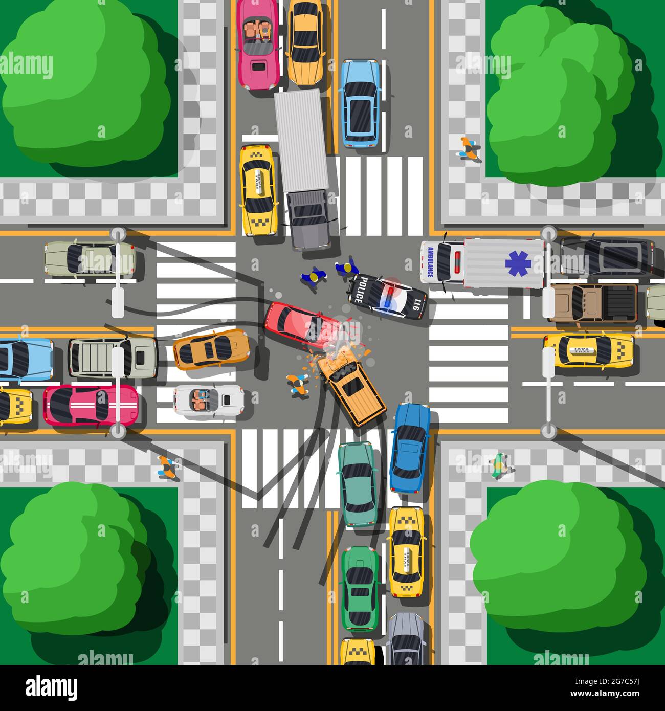 Car accident on roundabout hi-res stock photography and images - Alamy