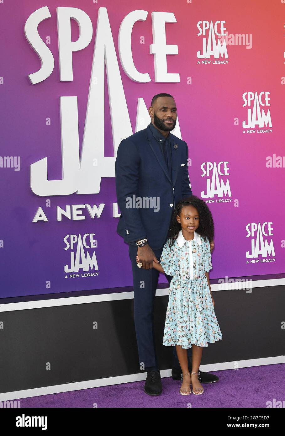 Los Angeles, USA. 12th July, 2021. (L-R) LeBron James and Zhuri Nova James arrives at the SPACE ...
