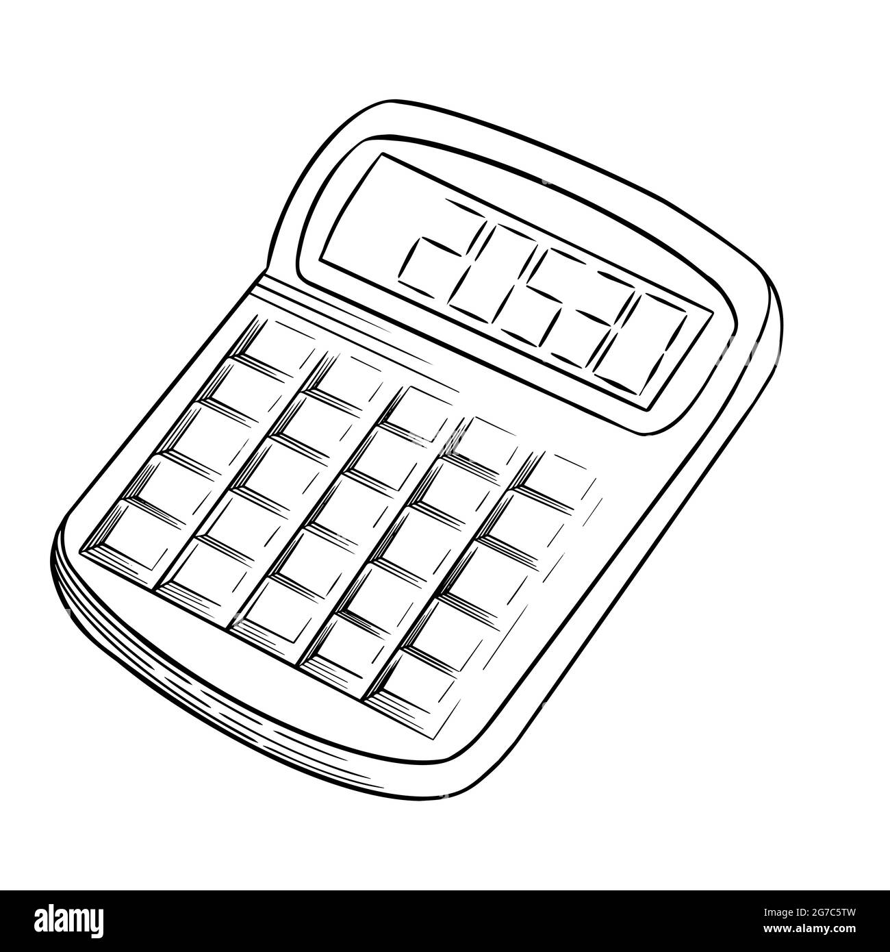 Hand drawn calculator on white background. Vector illustration Stock ...