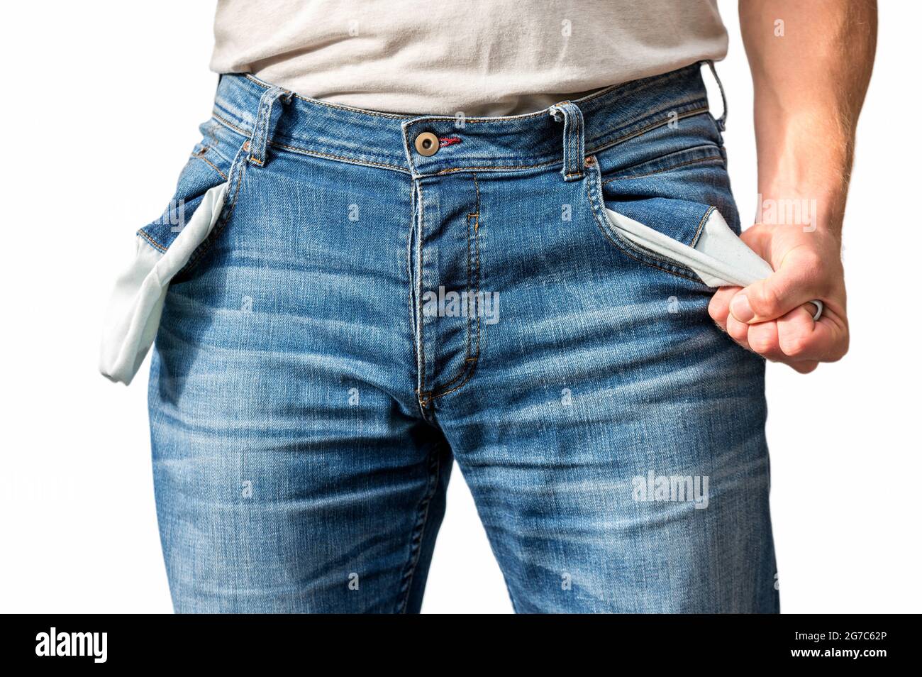 Anger and despair over financial worries depicted with empty pants ...