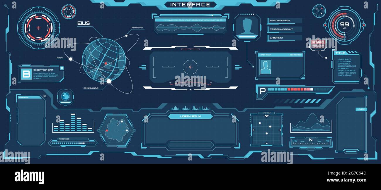 Futuristic hud interface. Sci-fi virtual communication display layout ... Futuristic hud interface. Sci-fi virtual communication display layout ...