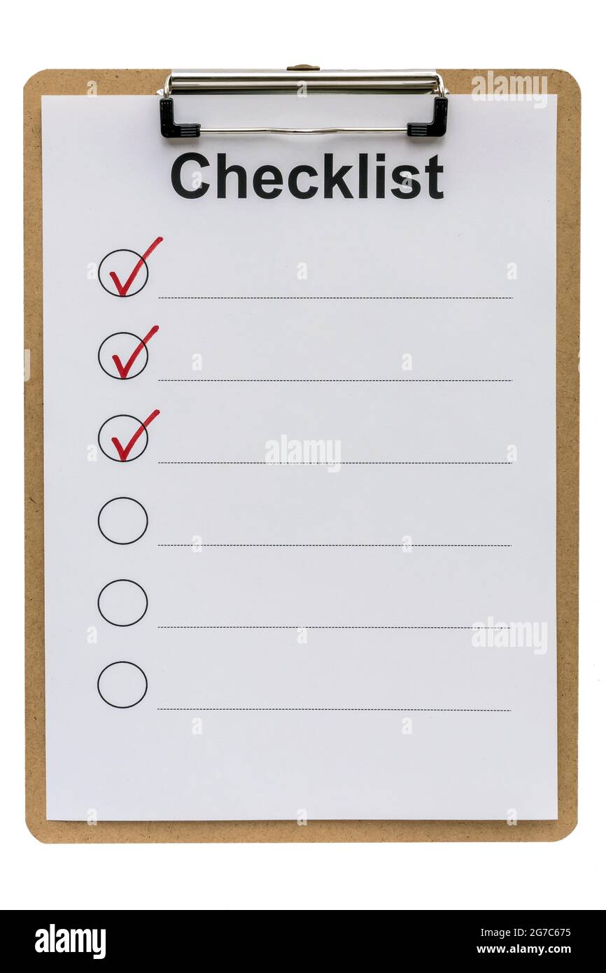 Half checked checklist against white background as a template for ...
