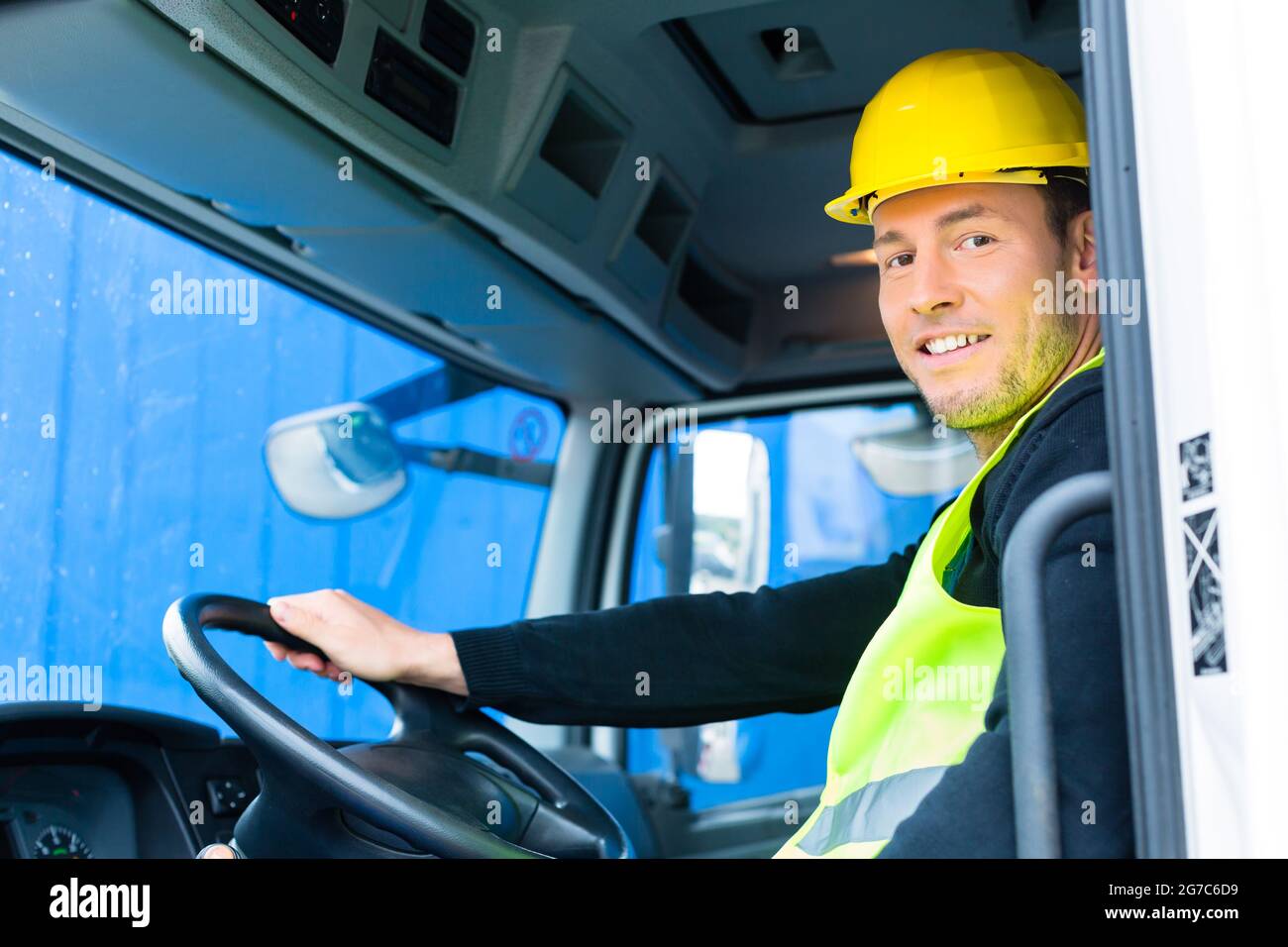 driver driving with the truck over building or construction site Stock ...