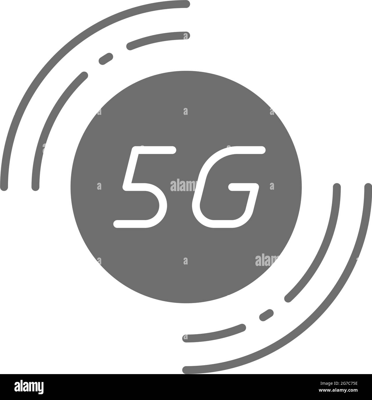 Vector 5G internet technology grey icon. Isolated on white background ...