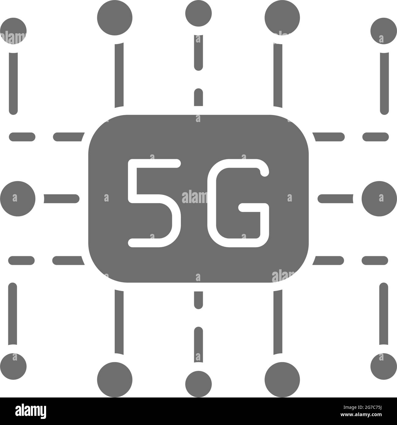 5G internet technology, wireless chip grey icon Stock Vector Image ...