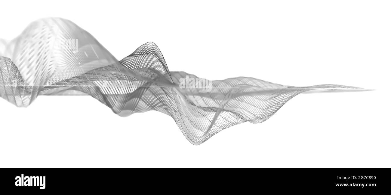 Dark Wireframe Waves Modern Abstract Virtual 3d Background Isolated Audio Soundwaves Science