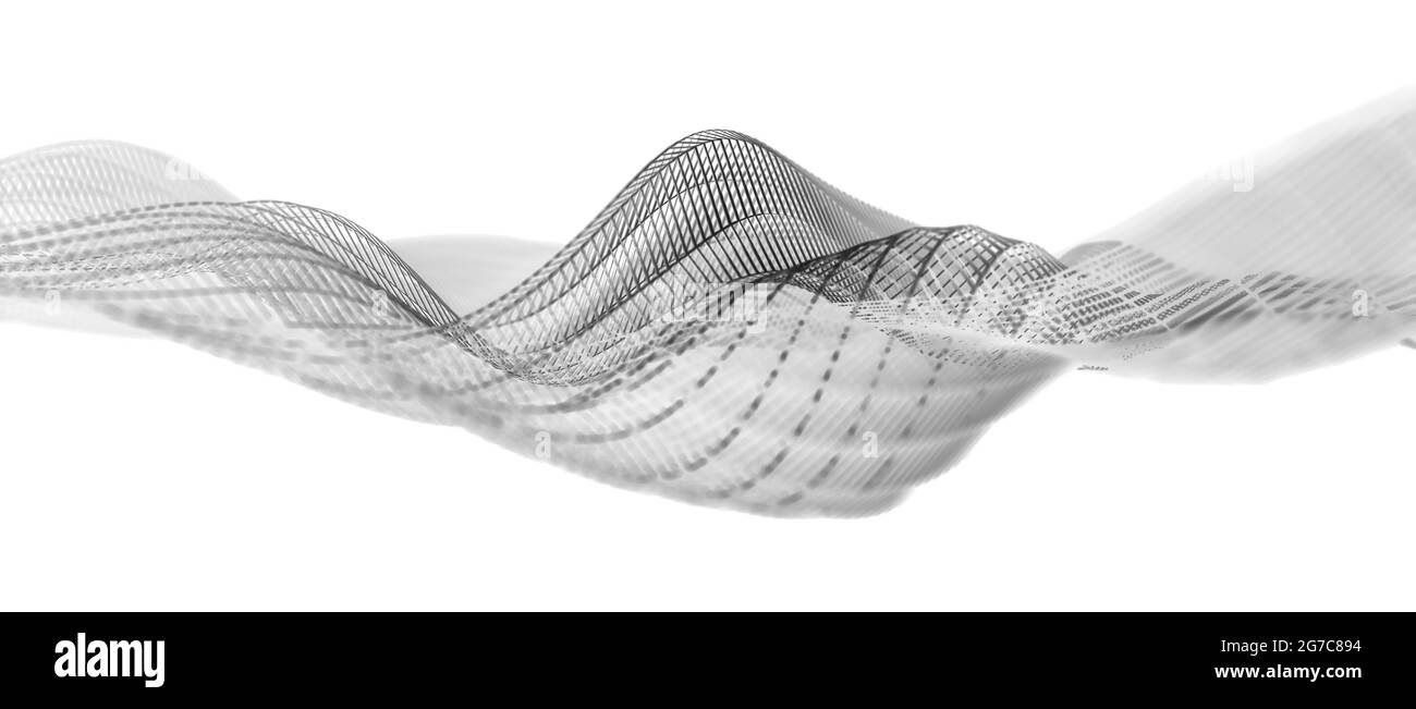 Dark Wireframe Waves Modern Abstract Virtual 3d Background Isolated Audio Soundwaves Science