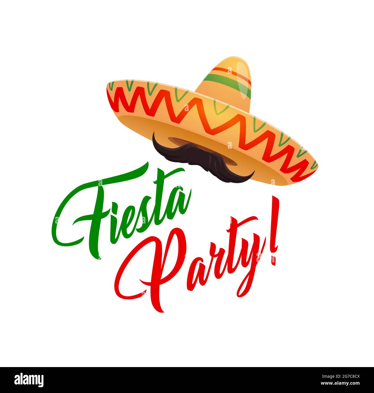 Fiesta party, Mexican vector sombrero with mustaches. Mexican holiday ...
