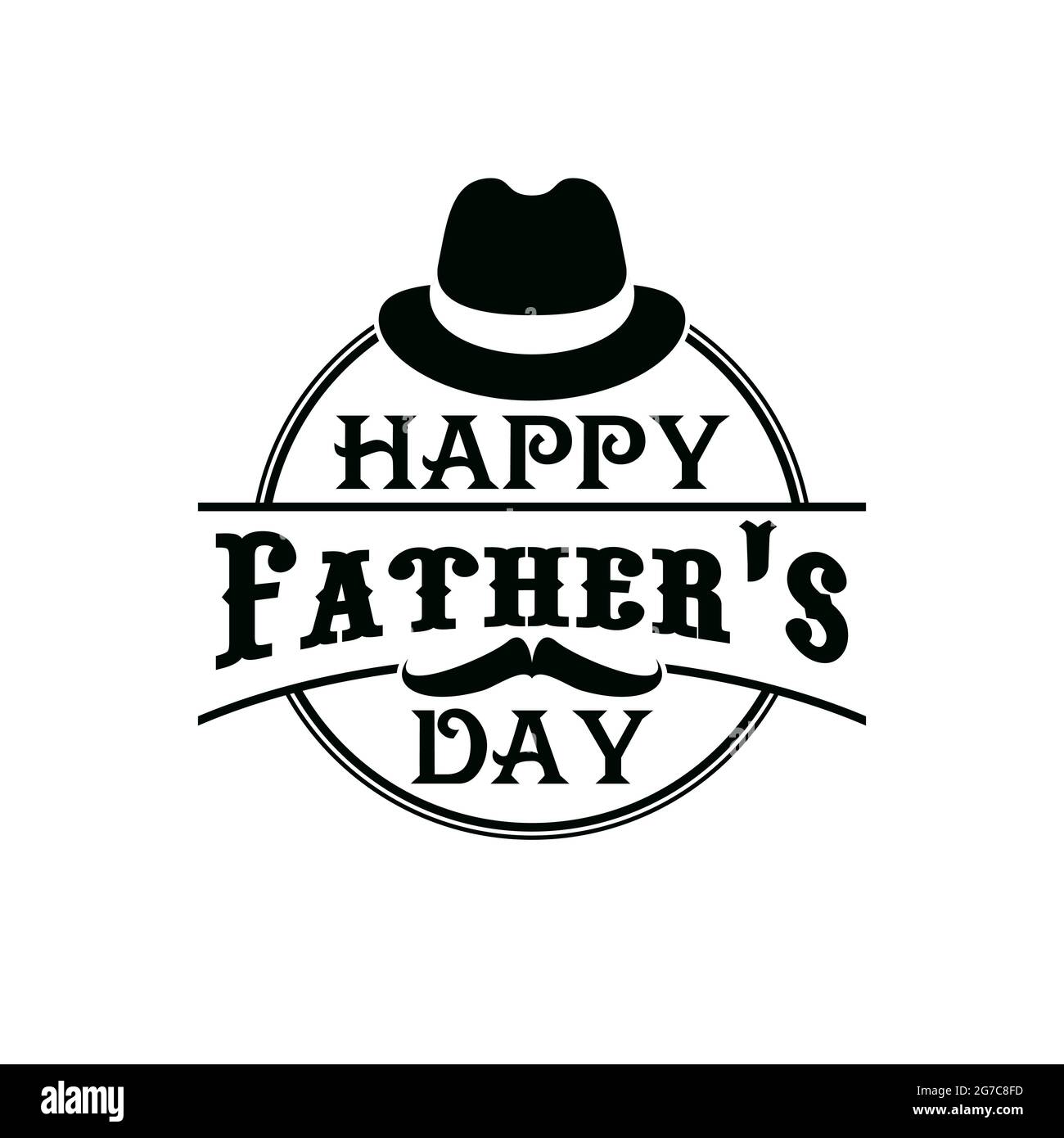 Father day icon with mustaches and hat, vector holiday greeting gift ...