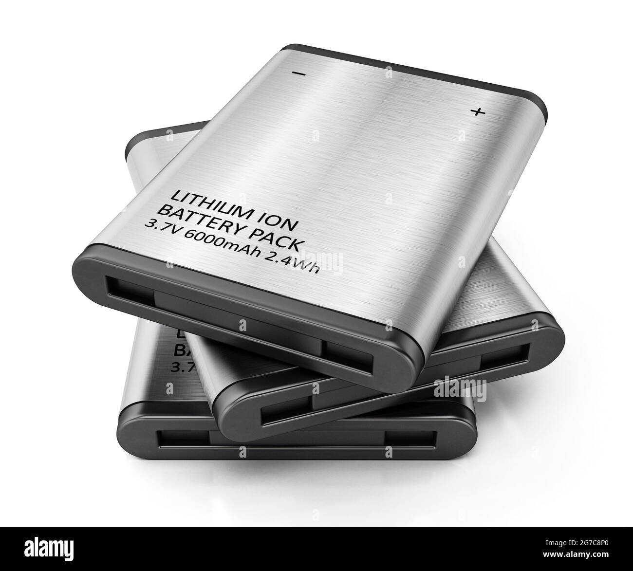 Generic lithium Ion battery stack isolated on white background. 3D ...