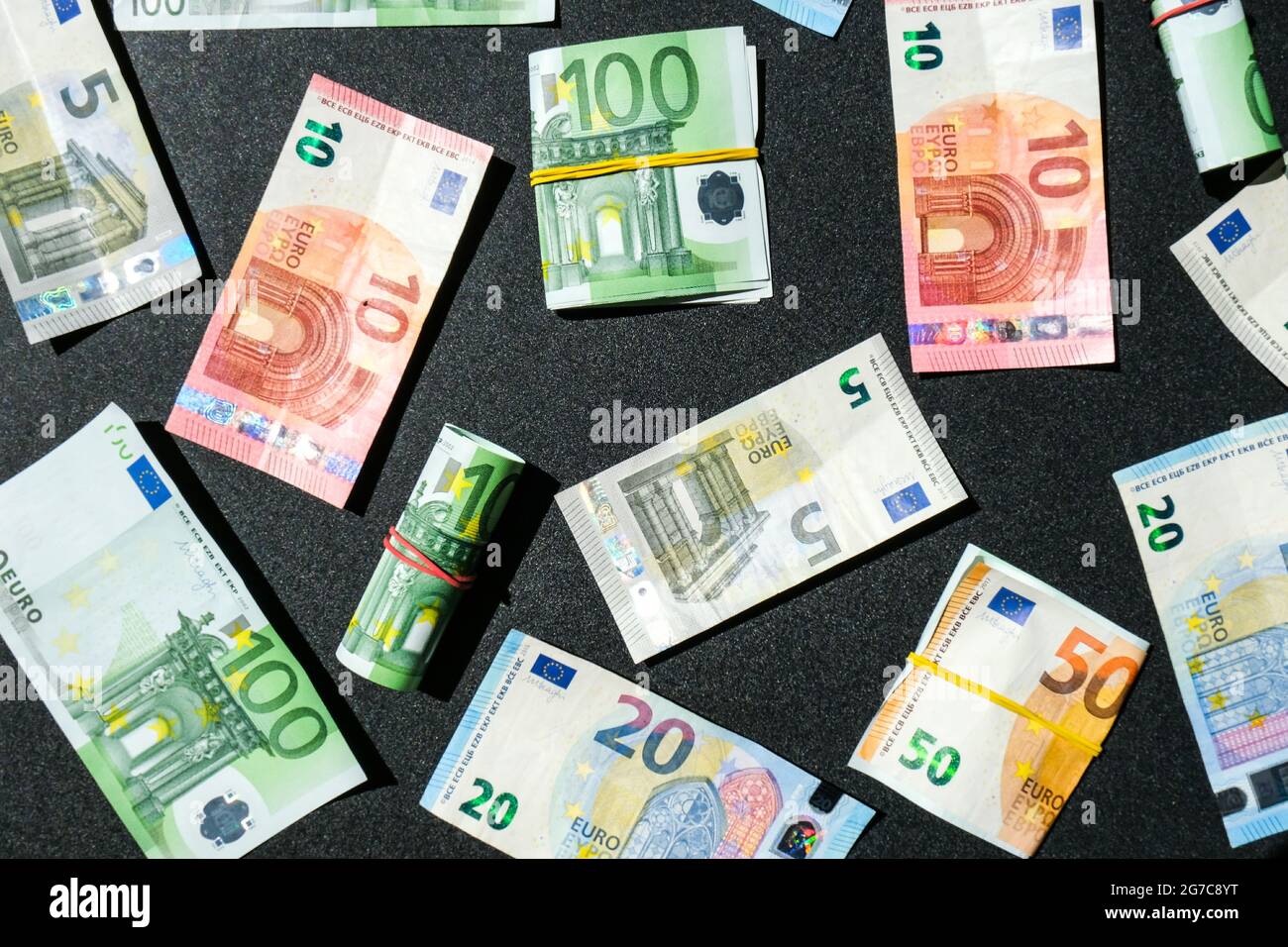 Euro bills are creative layout. Business concept, development ...