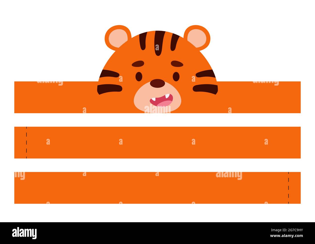 Printable tiger paper crown. Diy cut party ribbon template for birthday ...