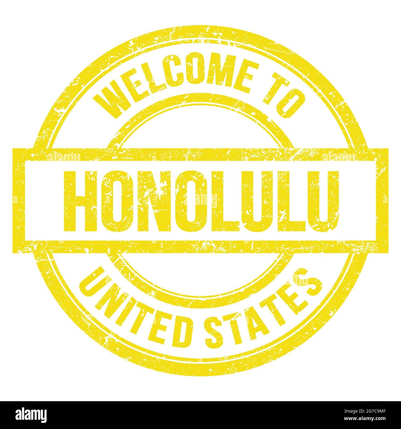 WELCOME TO HONOLULU - UNITED STATES, words written on yellow round ...