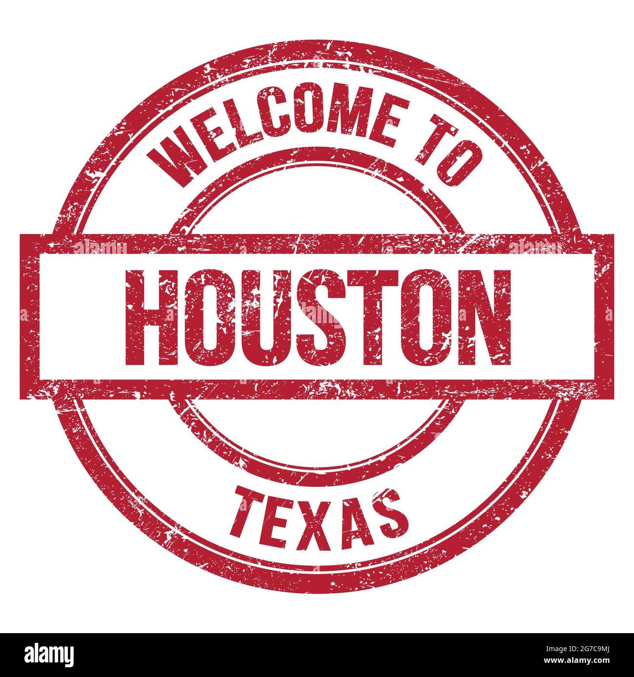 WELCOME TO HOUSTON - TEXAS, words written on red round simple stamp ...